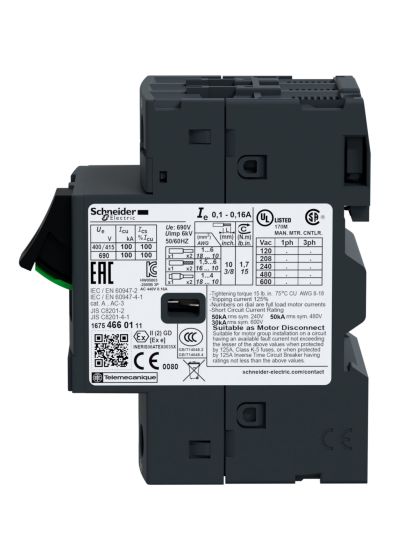 Schneider GV2ME07, Motor Protection Circuit Breaker (MPCB), TeSys GV2 ...